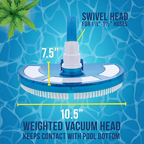 U.S. Pool Supply Weighted Pool Vacuum Head, Transparent Curved Half Moon Body - Swivel Connection, Pole Handle - for Above Ground & Inground Swimming Pools β Vinyl Liner Floor, Wall, Corner Cleaner