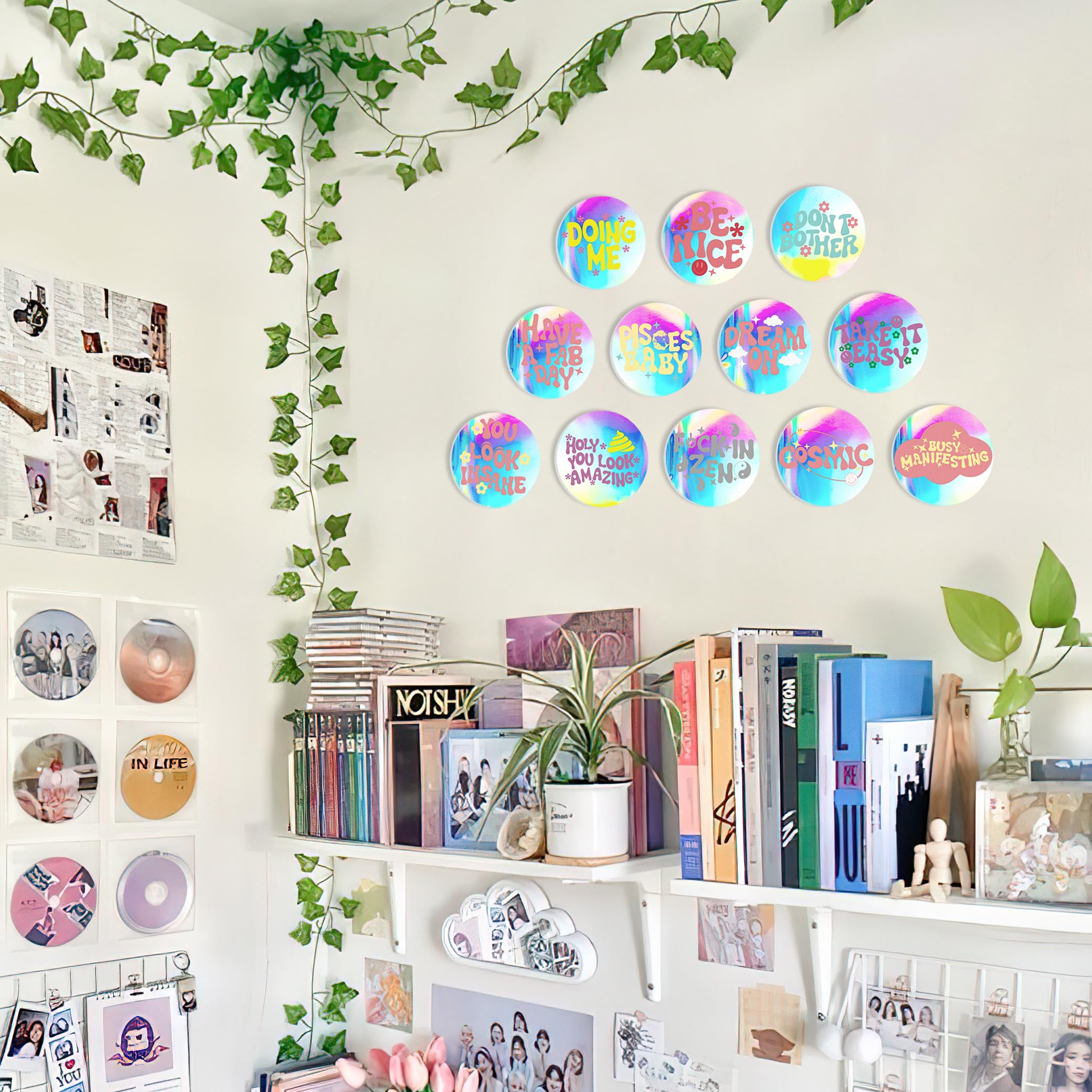 HK Studio Y2K Room Decor - Hologram Disc Teen Room Decor 6" Pack 12