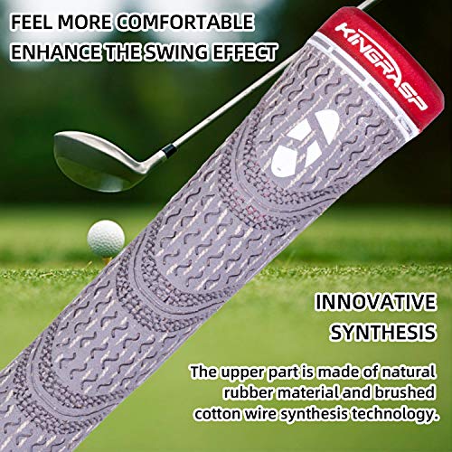 Wujiang|Hybrid Golf Grips 13 Pack |standard/medium size, All Weather Control and High Feedback Golf Club Grips ,6 colors to choose from PUNGENT (Red, Mid-Size)
