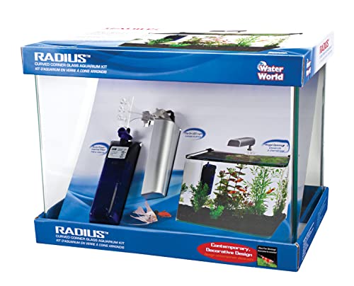 PENN-PLAX Water-World Radius Desktop Nano Aquarium Kit – Includes LED Light, Internal Filter, and Mat – Perfect for Shrimp and Small Fish – 7.5 Gallon Tank