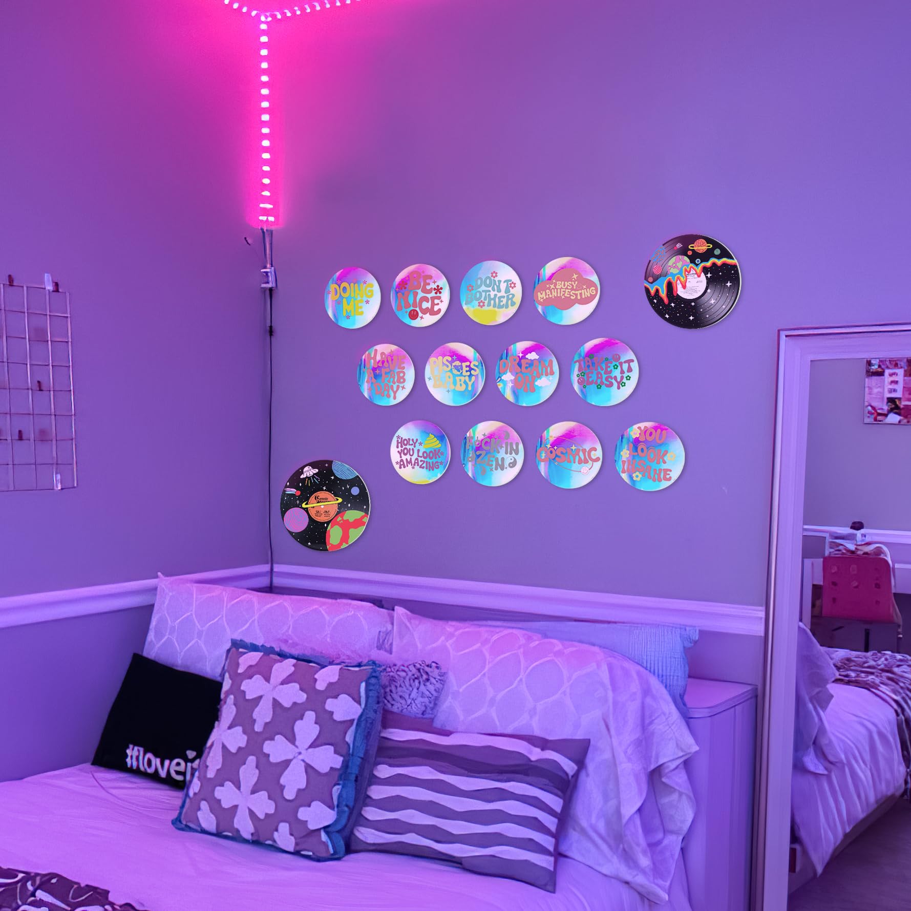 HK Studio Y2K Room Decor - Hologram Disc Teen Room Decor 6" Pack 12