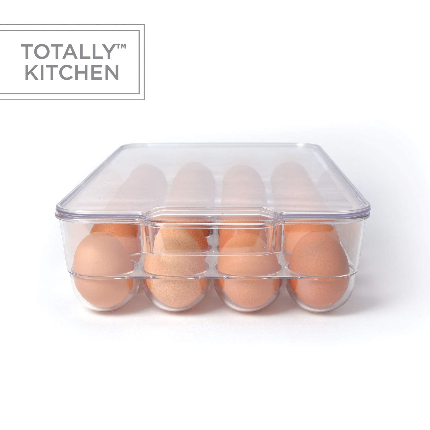 Totally Kitchen Egg Holder for Refrigerator, Fridge Organizers and Storage Clear, BPA-Free Plastic Storage Containers with Lid & Handles, 28 Eggs Tray Bins