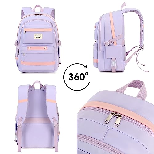 VIRTUREVI School Backpack for Girls Waterproof Laptop Backpack School Bag Bookbag for Teen Girls Purple
