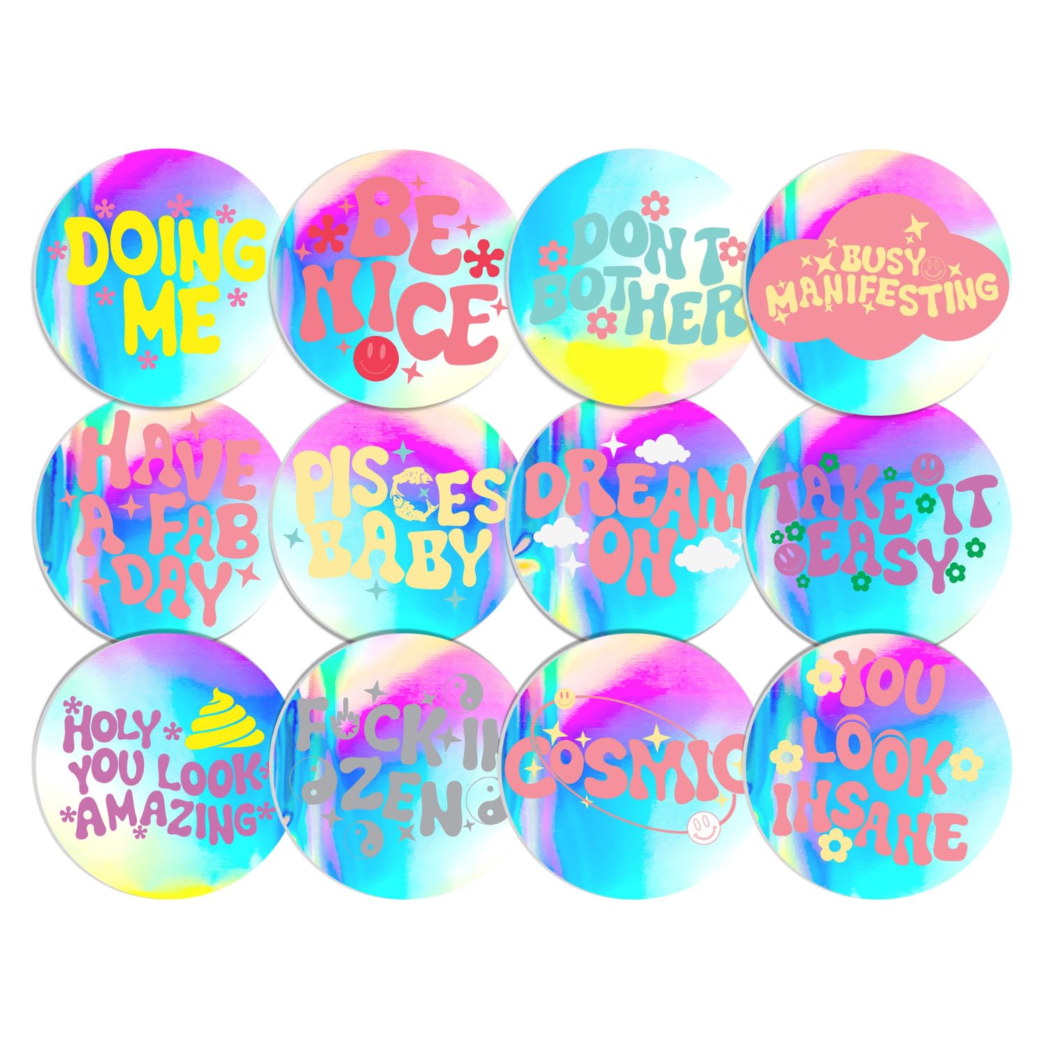 HK Studio Y2K Room Decor - Hologram Disc Teen Room Decor 6" Pack 12