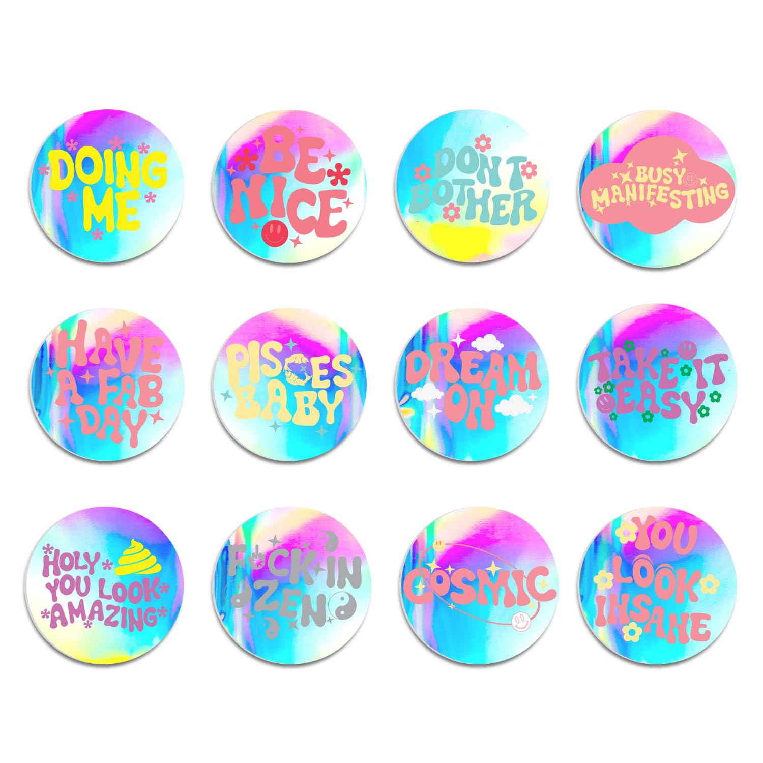HK Studio Y2K Room Decor - Hologram Disc Teen Room Decor 6" Pack 12