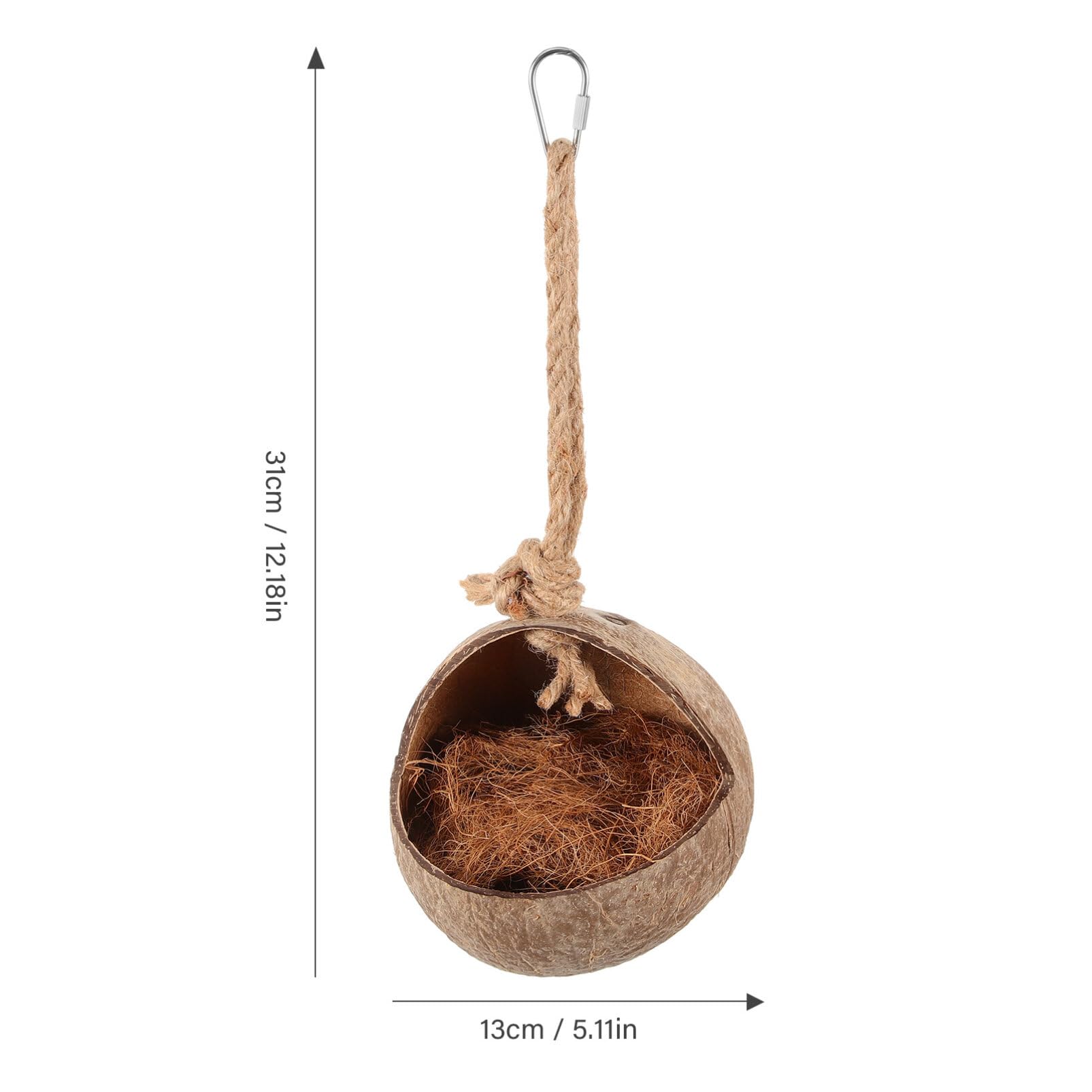 POPETPOP Coconut Shell Nest Toy Parakeet Bed Pet Bird Hanging Hut Wear-Resistant Bird Nest Bird Coconut Swing Bird Bed Bird Supply Bird Sleeping Nest Pet Parrot Sleeping Bed Long Tail House