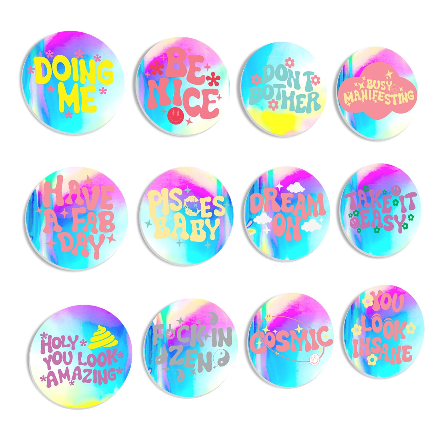 HK Studio Y2K Room Decor - Hologram Disc Teen Room Decor 6" Pack 12