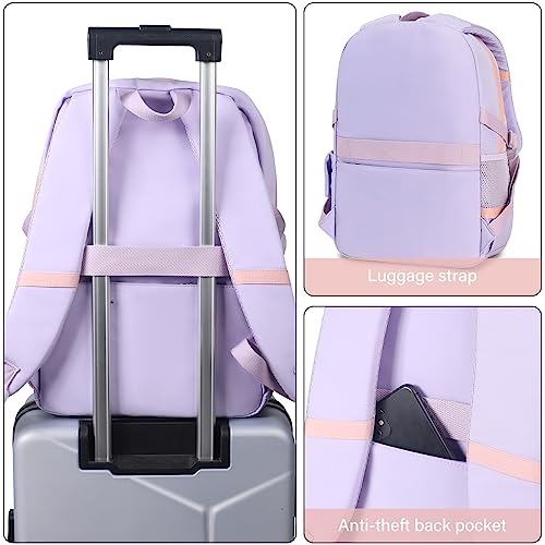 VIRTUREVI School Backpack for Girls Waterproof Laptop Backpack School Bag Bookbag for Teen Girls Purple