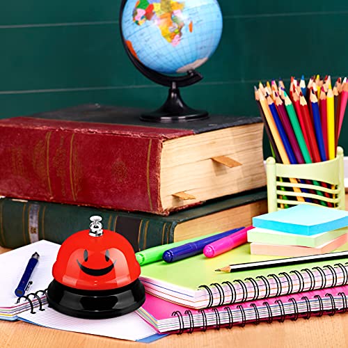 3 Pieces Desk Bell for Service, Smile Face Call Bell, Desk Bell 3 Inch Diameter, Call Bells with Metal Anti-Rust Construction,Front Desk Bell for Hotel, Restaurant, Office, Schools (Red, Yellow, Blue)