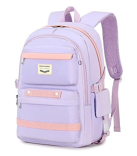 VIRTUREVI School Backpack for Girls Waterproof Laptop Backpack School Bag Bookbag for Teen Girls Purple