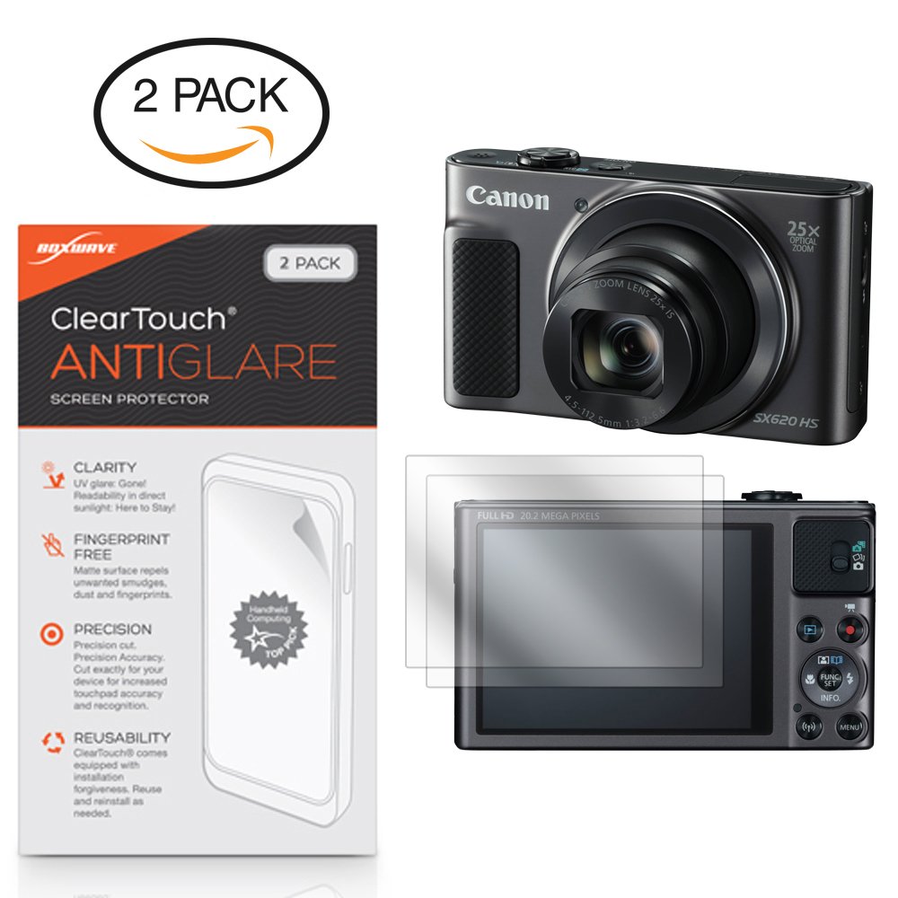 BoxWave Screen Protector Compatible with Canon PowerShot SX620 HS - ClearTouch Anti-Glare (2-Pack), Anti-Fingerprint Matte Film Skin
