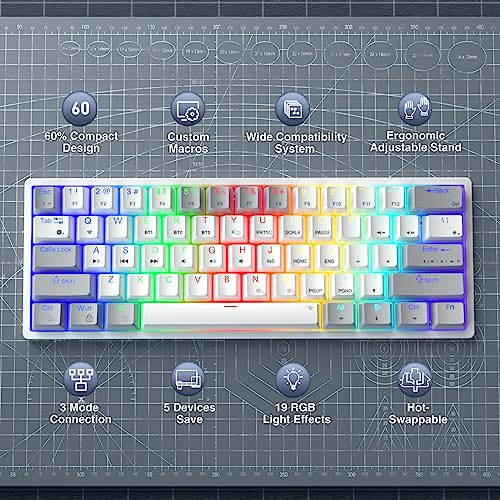 SOLAKAKA SK961 RGB Wireless 60 Percent Keyboard Supports Triple Mode Connection(BT5.0+2.4GHz+Type C Wired),Hot Swappable Gaming Keyboard 60% Percent Keyboard with Customizable Software,Brown Switch