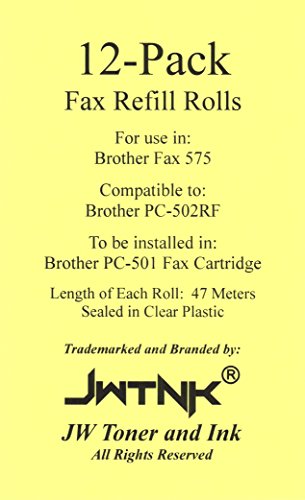 12-pack of PC-502RF Fax Film Ribbon Refill Rolls Compatible with Brother Fax 575