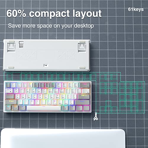 SOLAKAKA SK961 RGB Wireless 60 Percent Keyboard Supports Triple Mode Connection(BT5.0+2.4GHz+Type C Wired),Hot Swappable Gaming Keyboard 60% Percent Keyboard with Customizable Software,Brown Switch
