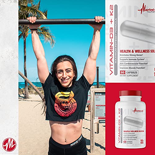 Metabolic Nutrition Vitamin D3 + K2, Bone and Heart Health Formula, Immune Support, 90 Veggie Caps Max Dose