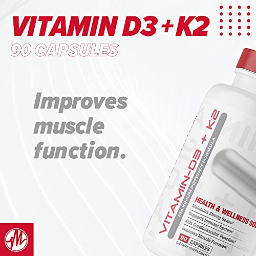 Metabolic Nutrition Vitamin D3 + K2, Bone and Heart Health Formula, Immune Support, 90 Veggie Caps Max Dose
