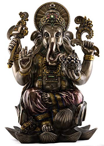 Top Collection Large Ganesha Statue- Hindu Ganesha Lord of Success Sculpture in Premium Cold Cast Bronze - 24-Inch Collectible Figurine