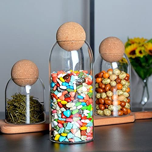 Glass Jar with Wood Lid Ball Jar Food Storage Container Clear Candy Jars Food Storage Canister Sugar Coffee Tea Beans Spice Salt Storage 3 Pcs
