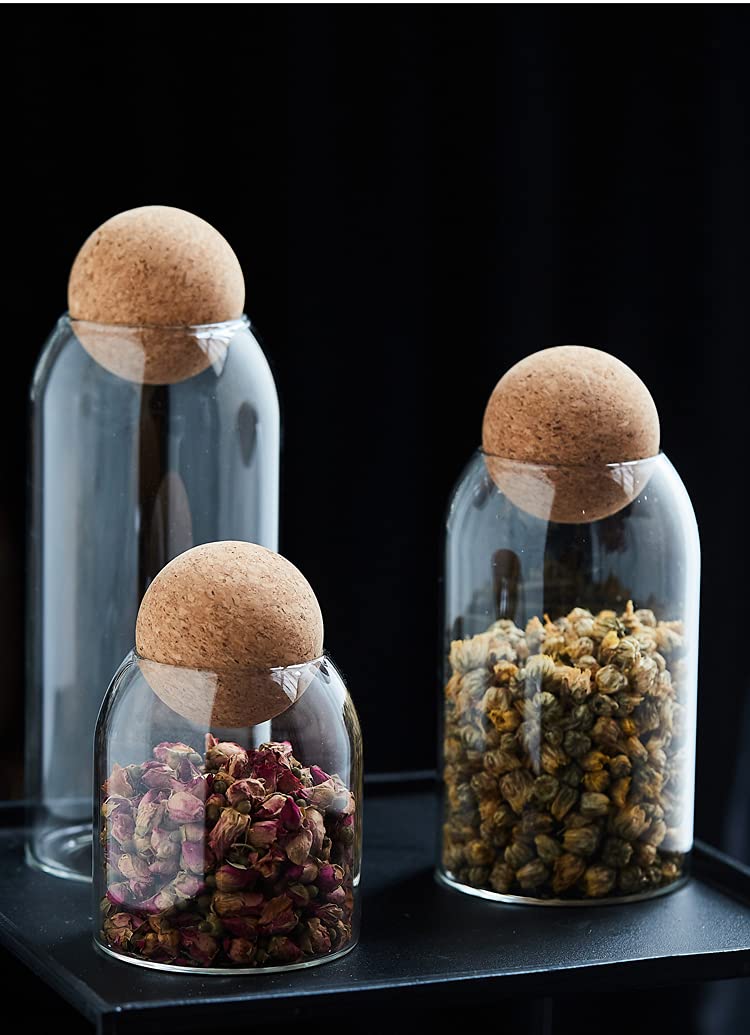 Glass Jar with Wood Lid Ball Jar Food Storage Container Clear Candy Jars Food Storage Canister Sugar Coffee Tea Beans Spice Salt Storage 3 Pcs