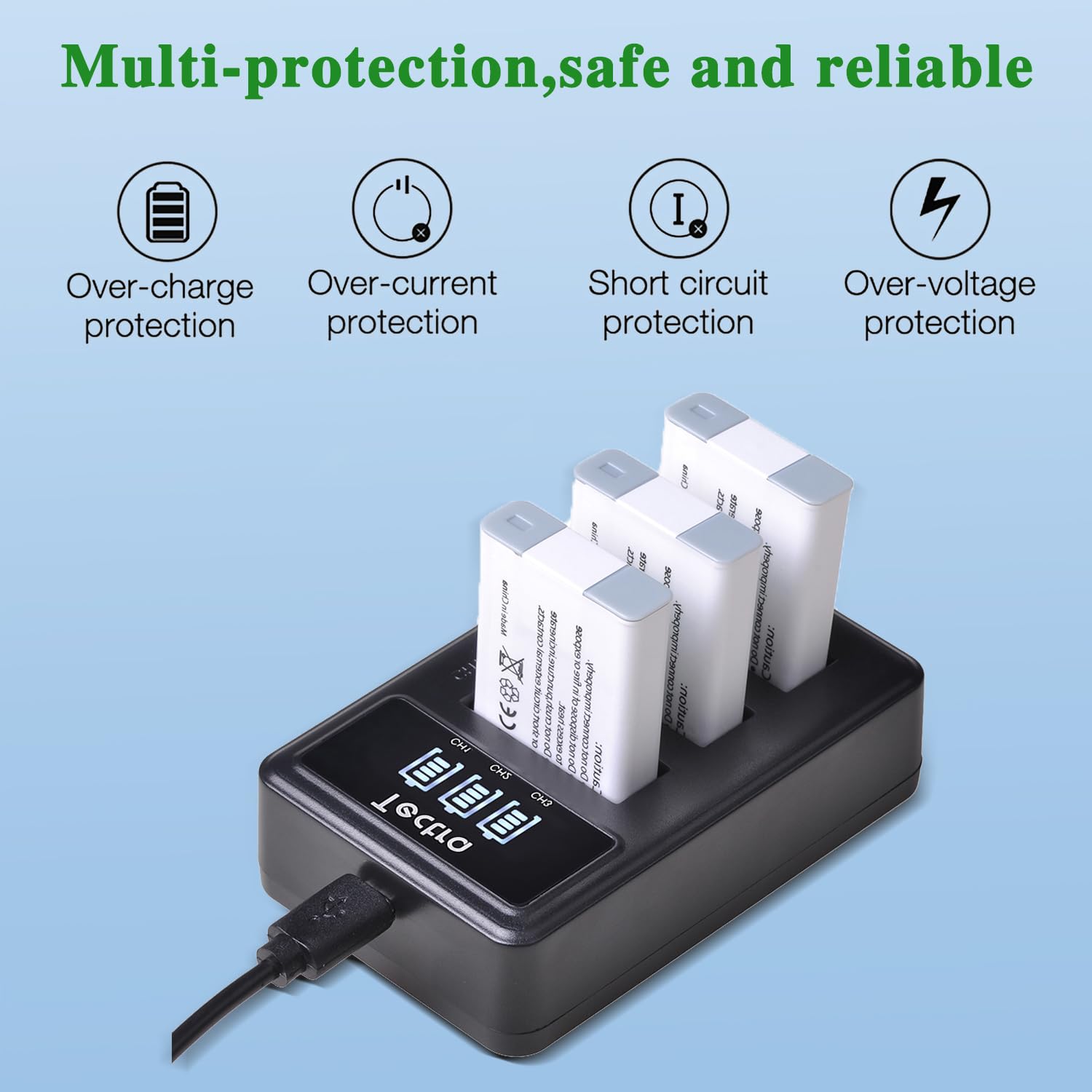 Tectra Dual NB-13L Battery & LED 3-Slot Charger for Canon Powershot G7 X, G5 X, G9 X, SX620 & SX720