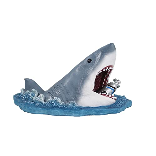 Penn-Plax Jaws Officially Licensed Aquarium Decoration β Air Tank Strike β Safe for Freshwater and Saltwater Fish Tanks β Medium
