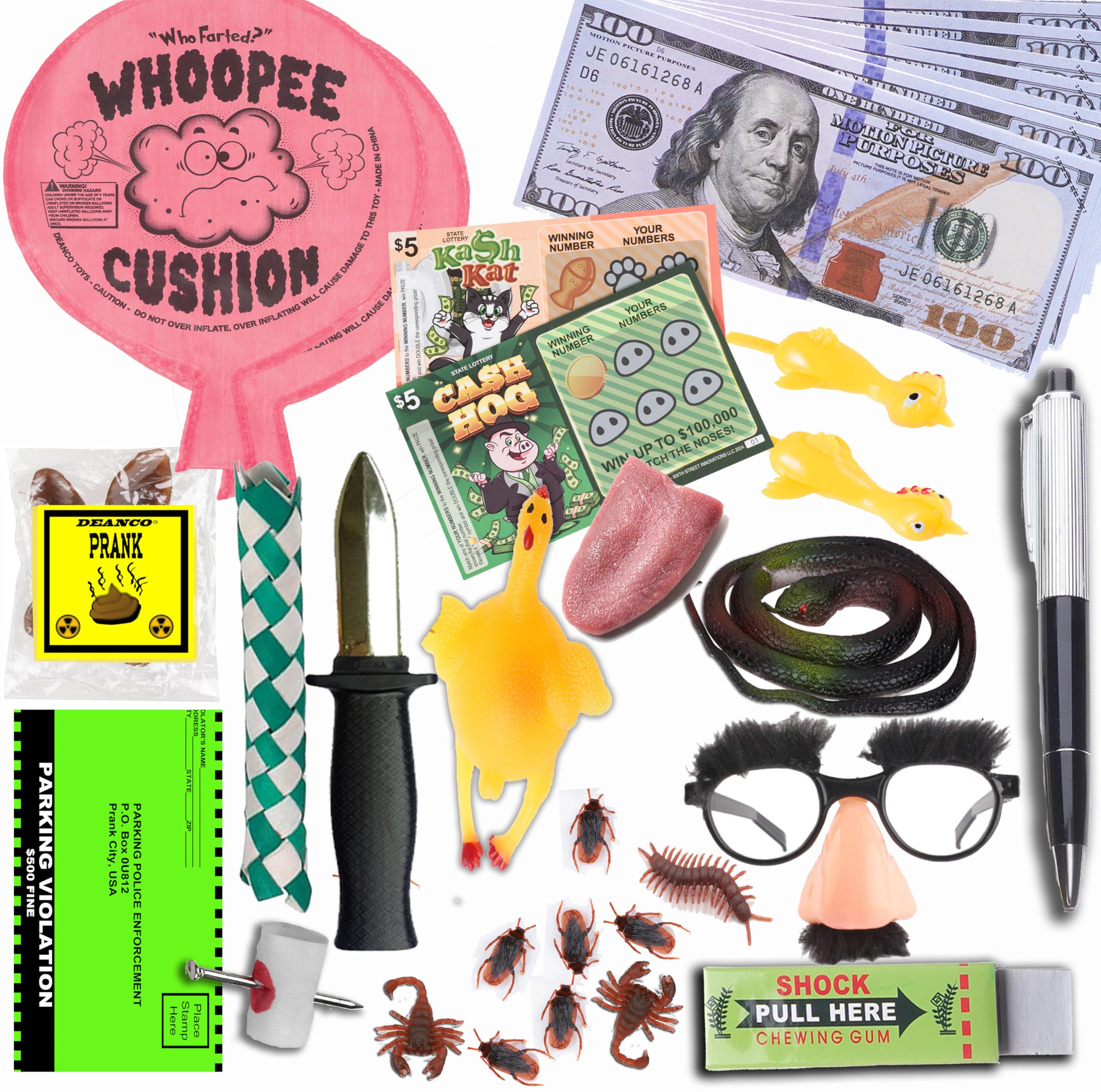 DEANCO Prank Kit-Joke Box-Ultimate Gift Set-Practical Jokes-Party Favors -40 pcs - Boys Toys Age 8-10 - April Fools Pranks