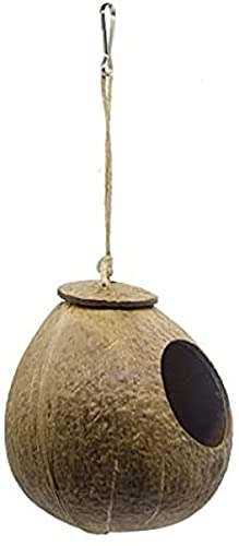 TSTSM Coconut Bird Nest Wooden Coconut Shell Nests Wood Handmade Nest House Hut Cage for Birds Pet Parrot -B