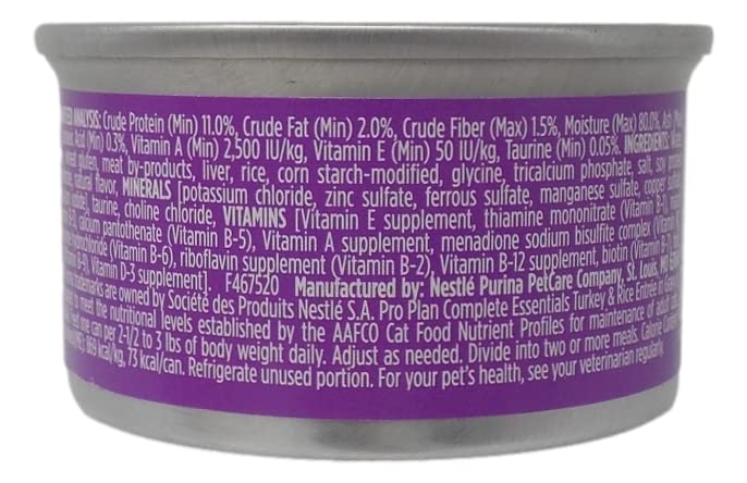 Purina Pro Plan Canned Wet Cat Food Entree 3 Flavor 6 Can with Catnip Toy Sampler Bundle: (2) Salmon Rice, (2) Turkey Rice, and (2) Chicken Pasta Spinach (3 Ounces)
