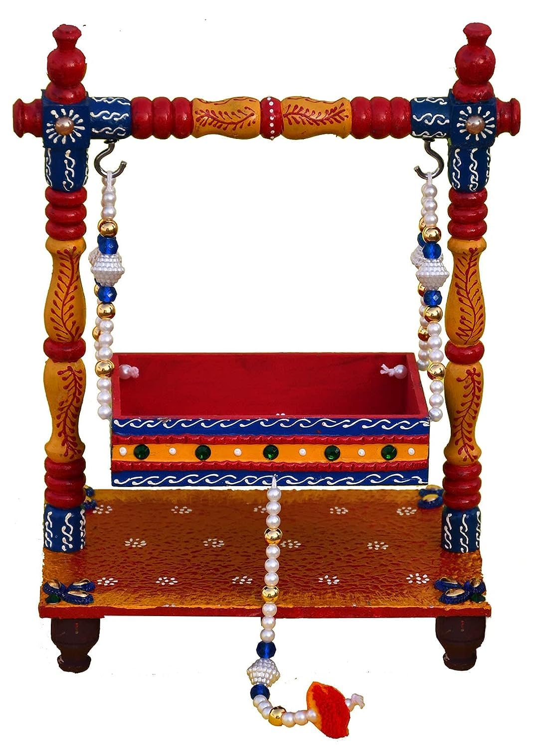 Janmashtami Jhula - Handmade Decorative Jhula - Wooden Jhula for bal Gopal Kanha Ji (Size 0 to 1)