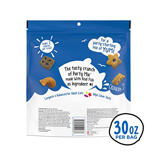 Friskies Purina Made in USA Facilities Cat Treats, Party Mix Beachside Crunch - (4) 30 oz. Pouches