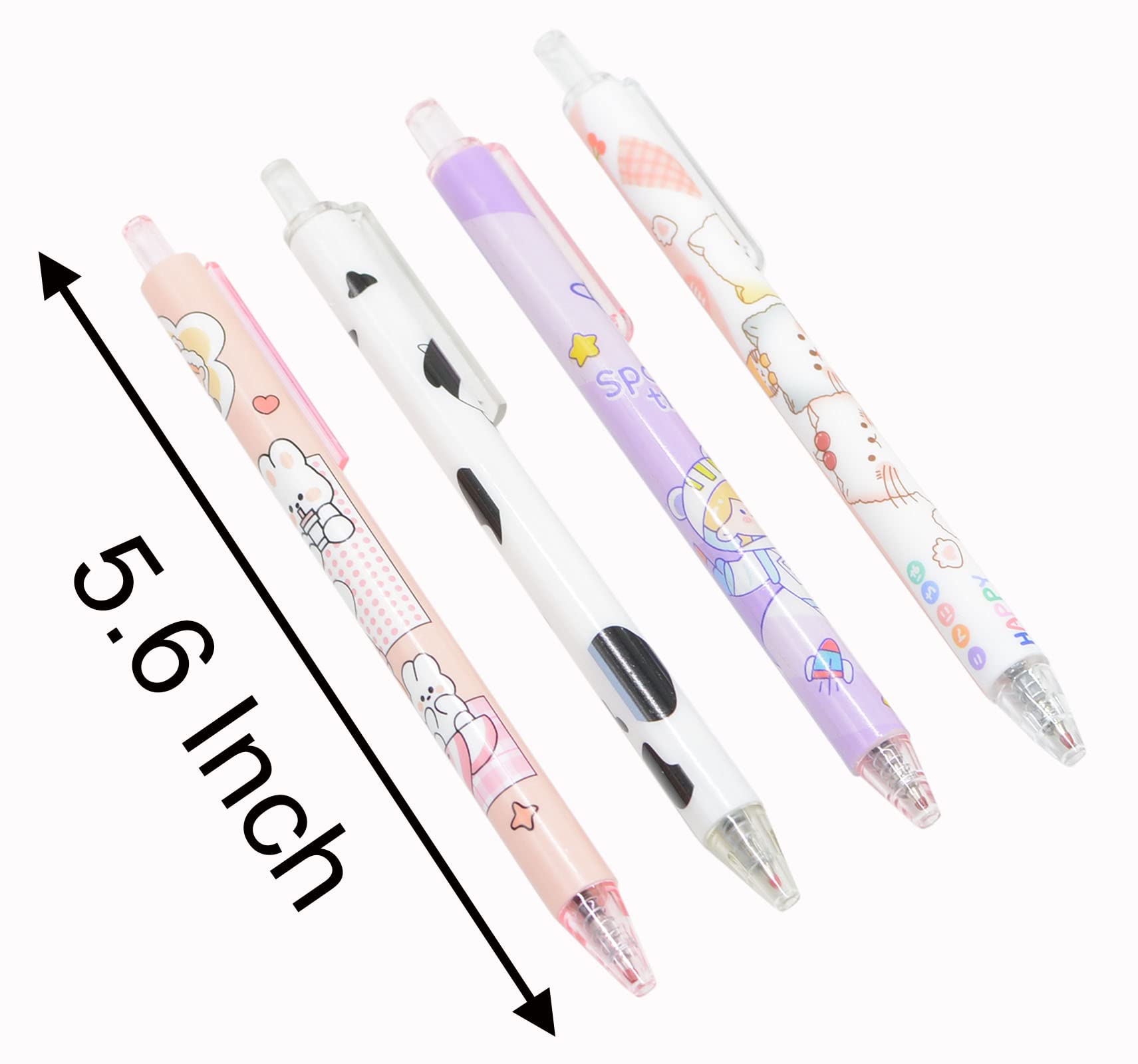 30 Pcs Fine Point Cute Pens With a Pen Holder, 0.5mm 30 Different Random Styles Black Ink Kawaii Gel Pens for Office, Study, Gift and Home Supplies (30)