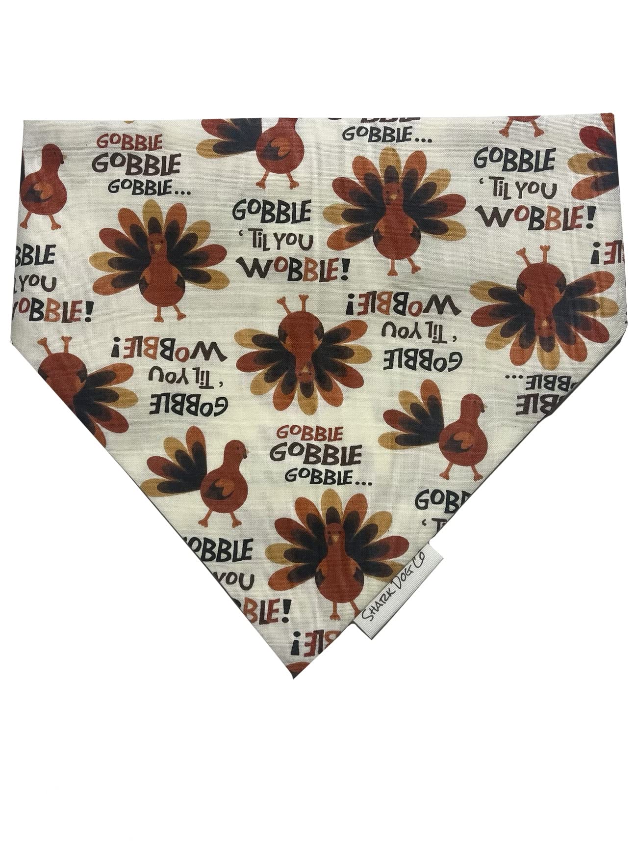 Shark Dog Co | Gobble 'til You Wobble | Slip-on, Scrunchie Dog Bandana | No Tying or Collar Necessary | Machine Washable (XL)