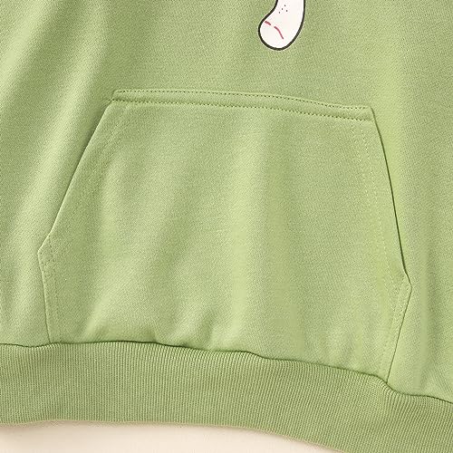 CM C&M WODRO Girls Sweatshirt Kawaii Frog Hoodie Cute Mushroom Long Sleeve Pullover Tops Kids Aesthetic Fall Winter Clothes(Olive green,11-12Y)