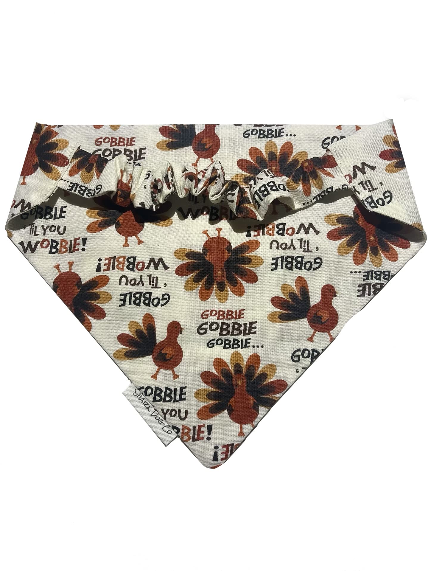 Shark Dog Co | Gobble 'til You Wobble | Slip-on, Scrunchie Dog Bandana | No Tying or Collar Necessary | Machine Washable (XL)