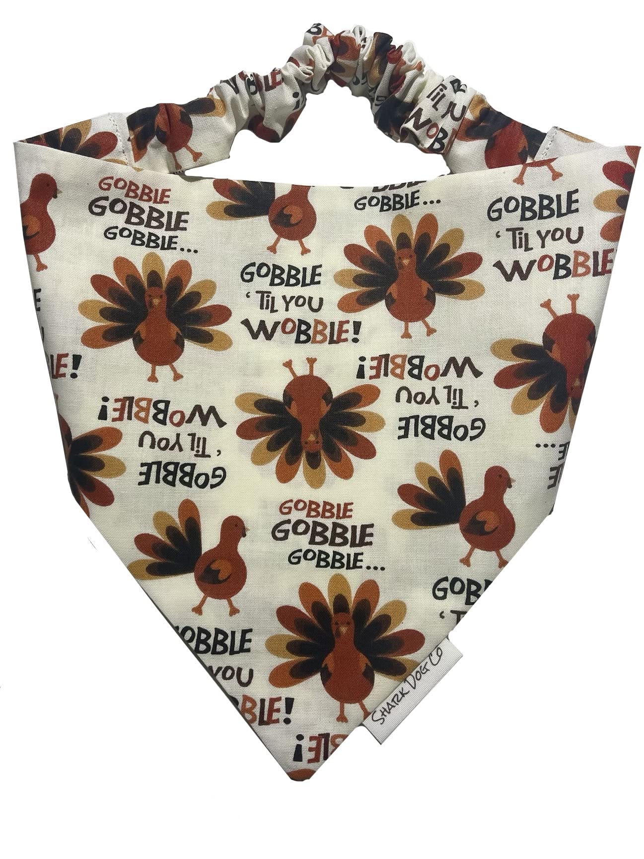 Shark Dog Co | Gobble 'til You Wobble | Slip-on, Scrunchie Dog Bandana | No Tying or Collar Necessary | Machine Washable (XL)