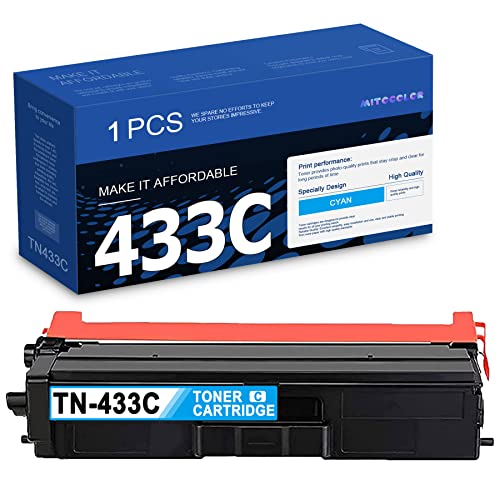 MITOCOLOR Compatible TN433 TN-433C Toner Cartridge 1-Pack TN433C Cyan Toner High Yield Replacement for Brother MFC-L8610CDW HL-L8260CDW HL-L9310CDW MFC-L9570CDW MFC-L8900CDW Printer
