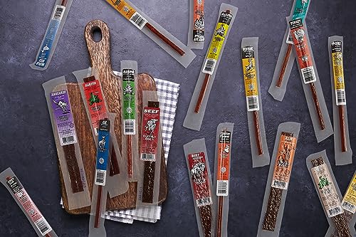 Jerky Dynasty The Ultimate 27-Piece Exotic Jerky with Gift Box - Buffalo Bob's Wild Game Jerky Variety Pack - Exclusive Flavors, Hefty Discount, Great for Stocking Stuffer & Protein Snack - Farm Raised