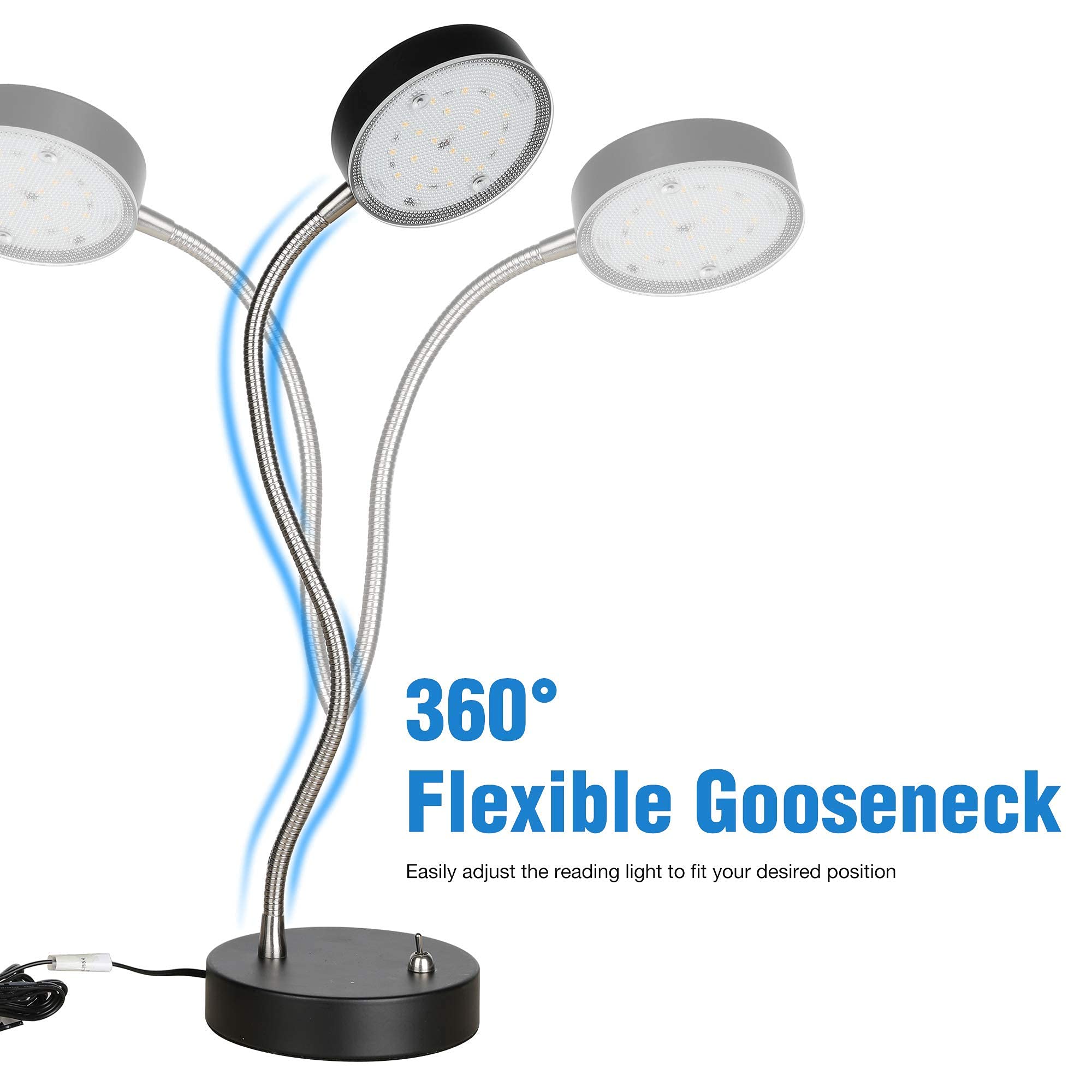 MingBright Flexible Gooseneck LED Desk Lamp Reading Light Office Table Lamp with 21 LEDs 4000K Natural White Eye Protection Desk Light for Reading, Office or Night Light