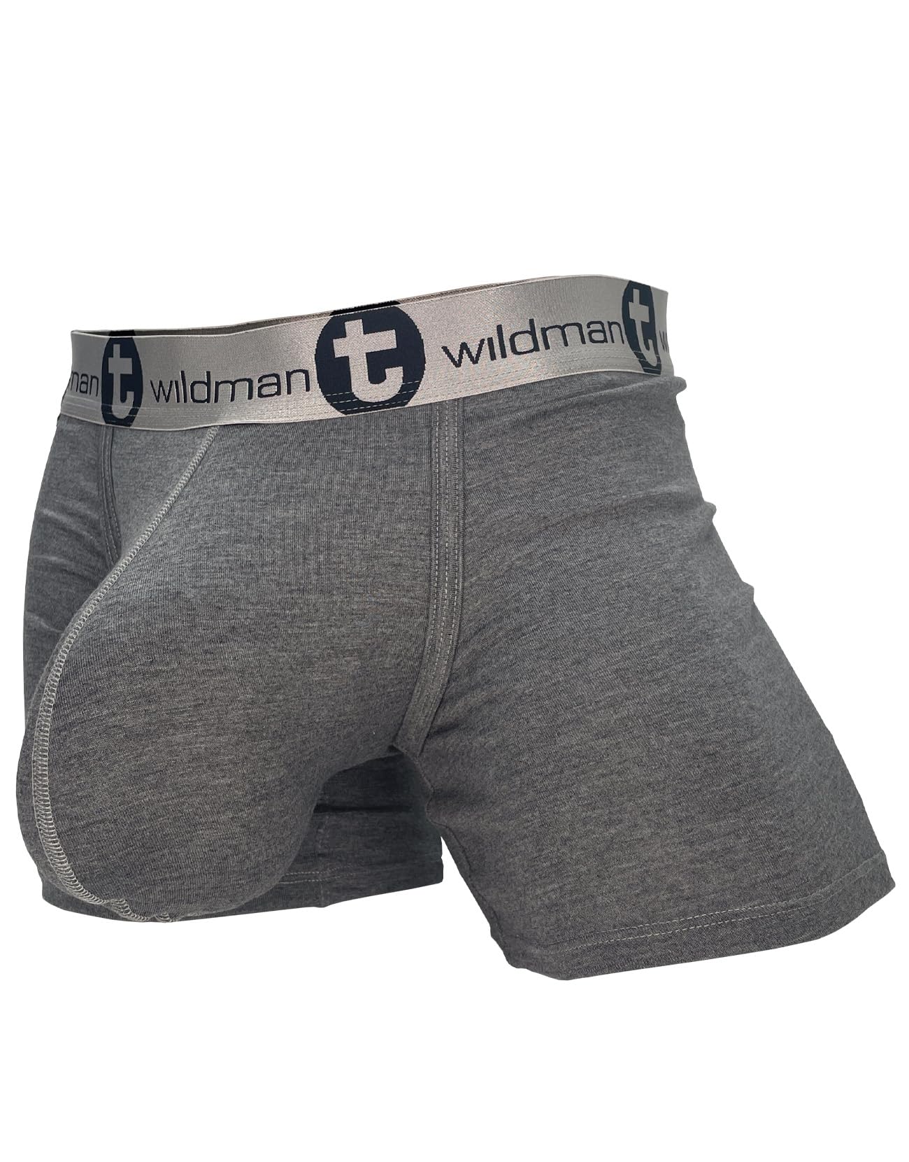 Wildmant Modal Monster Cock 5" Inseam Boxer Brief Gray (US, Alpha, Large, Regular, Regular)