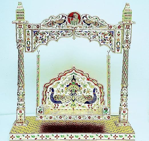 Laddu Gopal Ji Jhula Swing – for Laddu Gopal ji & Radha Krishna ji | Folding Wooden & Metallic Jhoola for Janmastmi