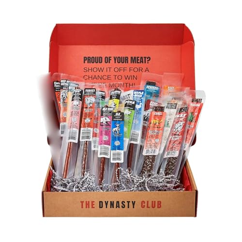 Jerky Dynasty The Ultimate 27-Piece Exotic Jerky with Gift Box - Buffalo Bob's Wild Game Jerky Variety Pack - Exclusive Flavors, Hefty Discount, Great for Stocking Stuffer & Protein Snack - Farm Raised