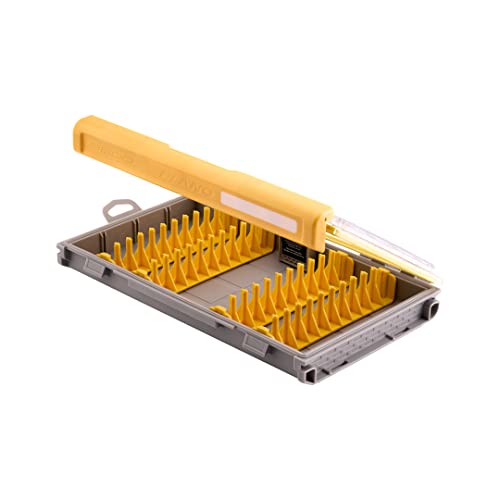 Plano Edge 3600 Jig & Bladed Jig Utility Box, Gray and Yellow, Holds Up to 70 Individual Jig Baits, Rust-Resistant and Waterproof Bait Storage Organizer