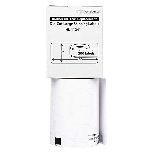 Generic Shipping Labels Compatible w/ Brother DK-1241 (4" x 6"; 151mm*102mm) BPA Free (6 Rolls; 200 Labels per Roll)