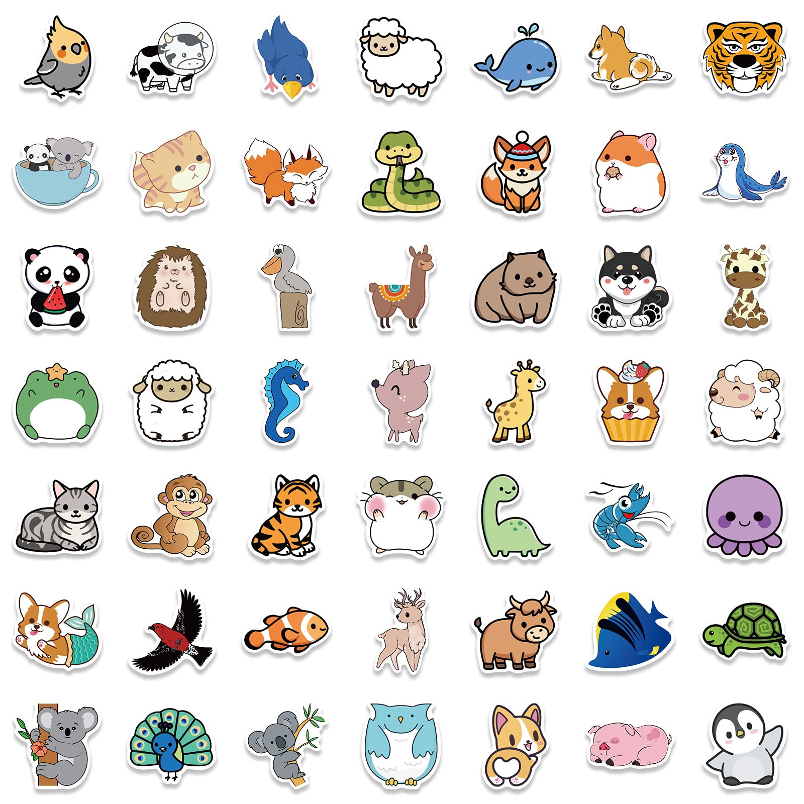 Cute Animal Stickers Pack- 100PCS Colorful Waterproof Stickers for Water Bottles, Laptop, Phone