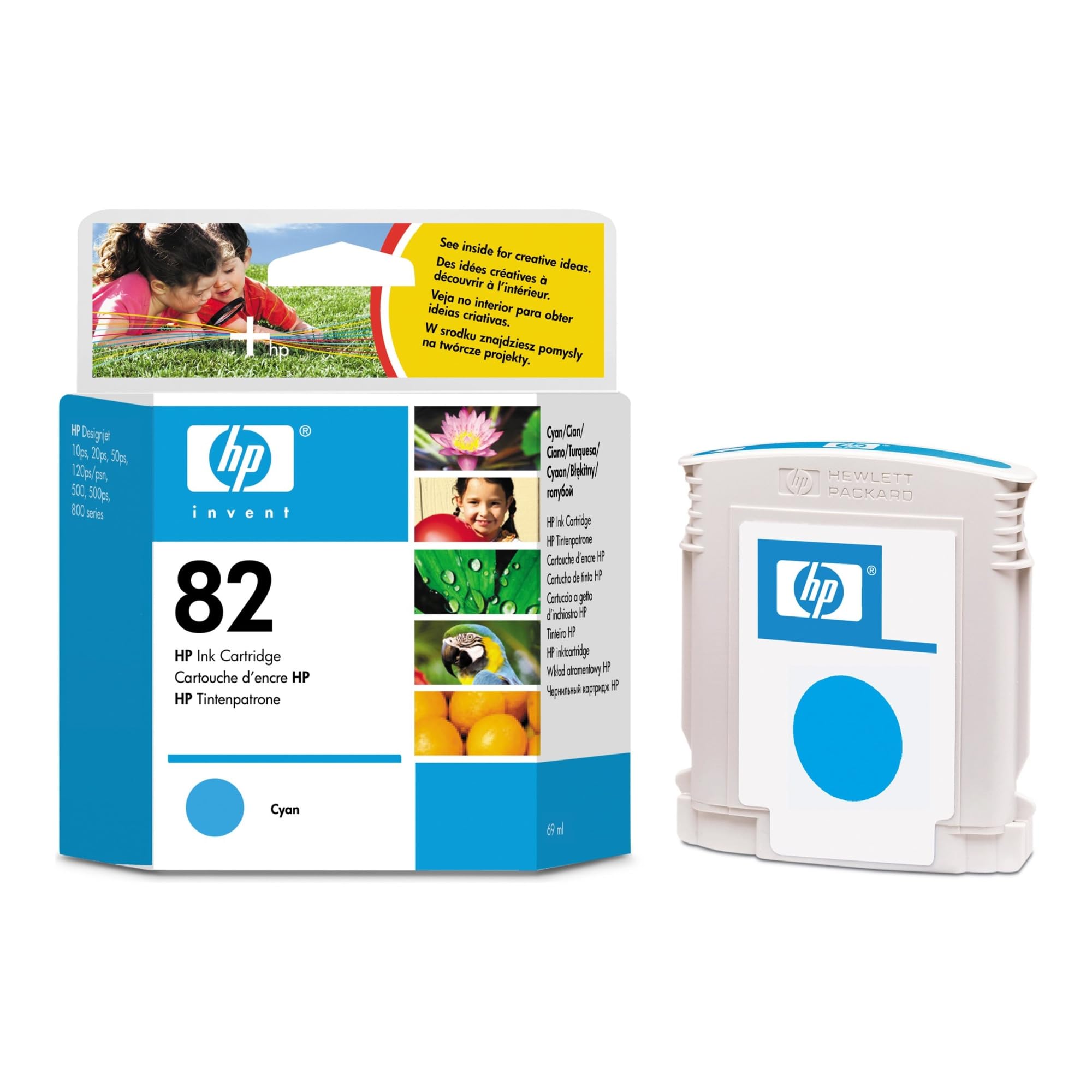HP 82 Cyan 69-ml Genuine Ink Cartridge (C4911A) for DesignJet 820MFP, 815MFP, 800, CC800PS, 510, 500, 500 Plus & 500ps Large Format Printers