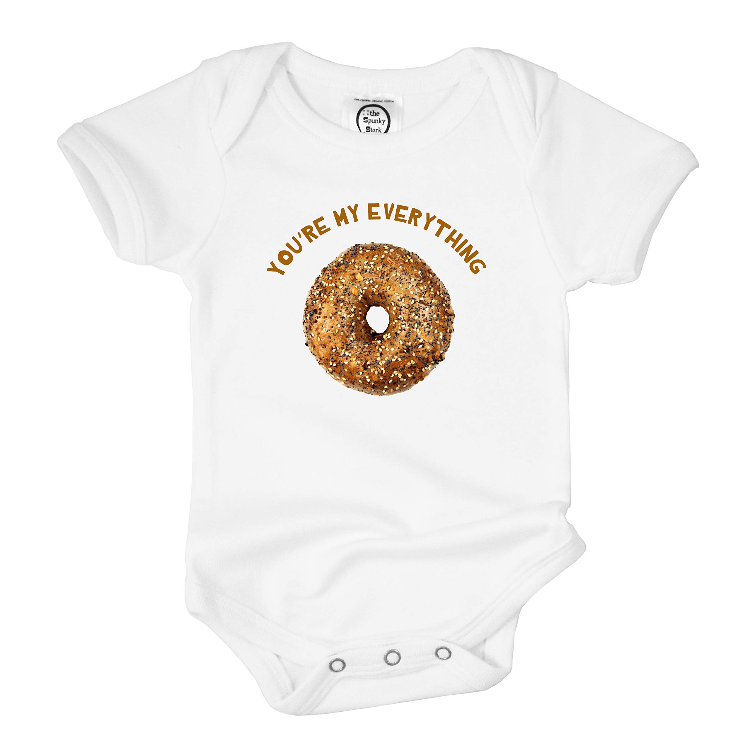 The Spunky Stork Baby Boys Girls Youâre My Everything Bagel Organic Bodysuit (3-6M) White