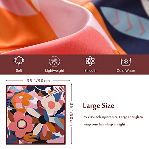 vimate Silk Head Scarves, Women's Lightweight 35" Square Satin Scarf for Hair Wrapping at Night. (Style-13)