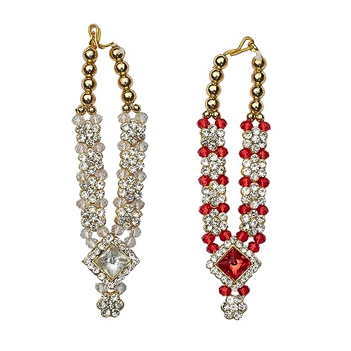 Set of 2 White & Red Stone Mala Set for Laddu Gopal/Devi Maa/Radha Krishna/Indian Traditional God Goddess Haar Sringar Set Deities jewellary Set for Janmashtami All God Idol Statue(Size:- 3 Inch)