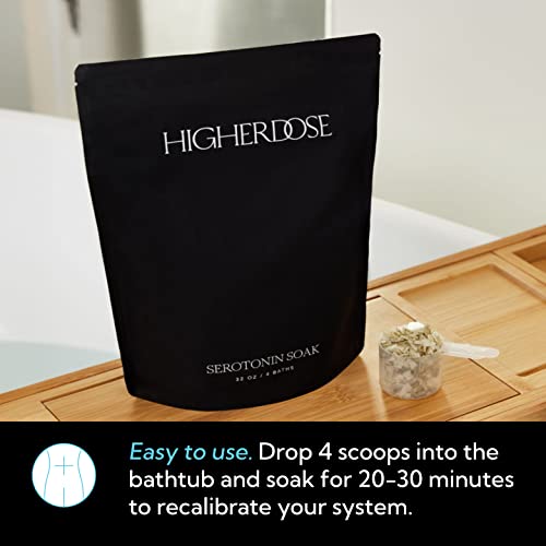 HigherDOSE Serotonin Bath Salt Soak: 32 oz Bath Soak with Magnesium Based Formula, Essential Oils, and Apple Cider Vinegar, Support Your Serotonin Levels and Nourish Your Nervous System