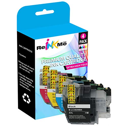 ReInkMe 4 Pack Compatible LC3029 Ink Cartridges for Brother MFC-J5830DW